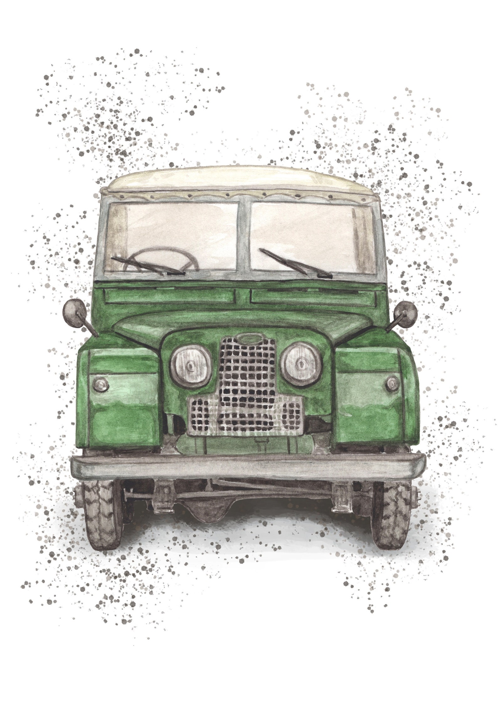 Series 1 Land Rover A4 Print, Classic Car Watercolour Illustration ...
