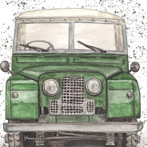 Series 1 Land Rover A4 Print, Classic Car Watercolour Illustration ...