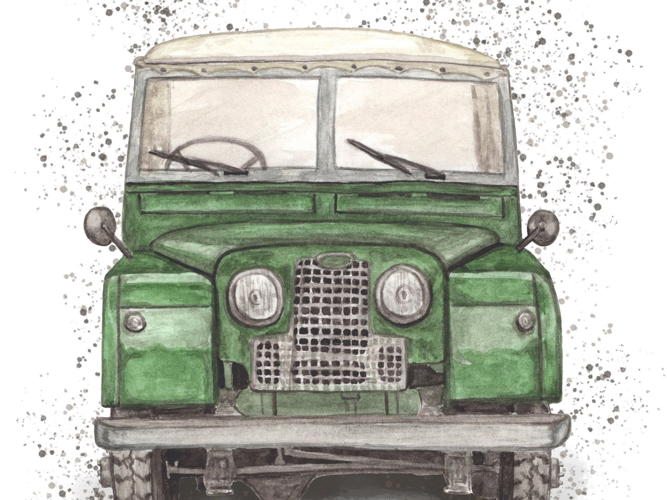 Series 1 Land Rover A4 Print, Classic Car Watercolour Illustration ...