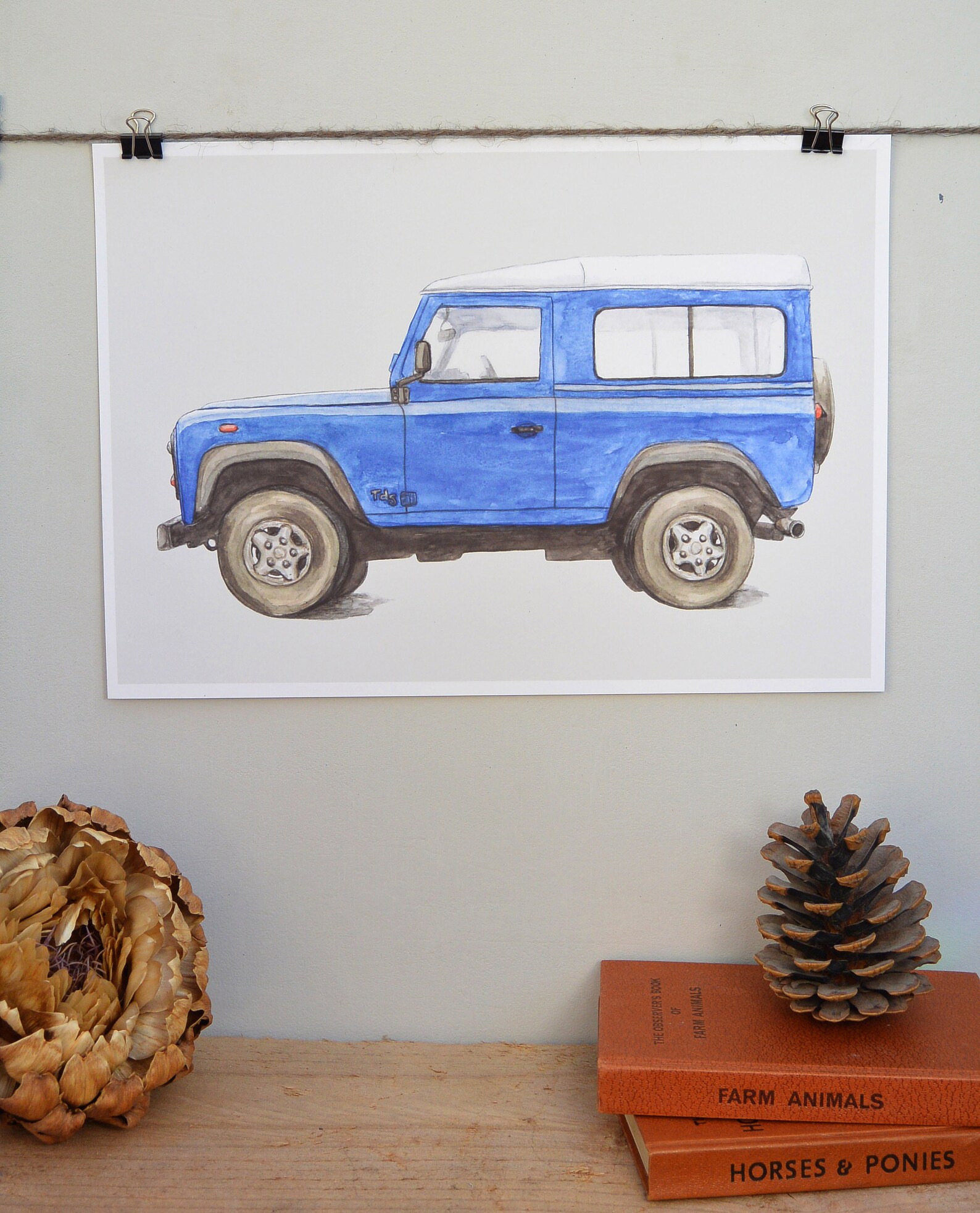 Land Rover 90 A4 Watercolour Print, Car Illustration, 4x4 Wall Art ...