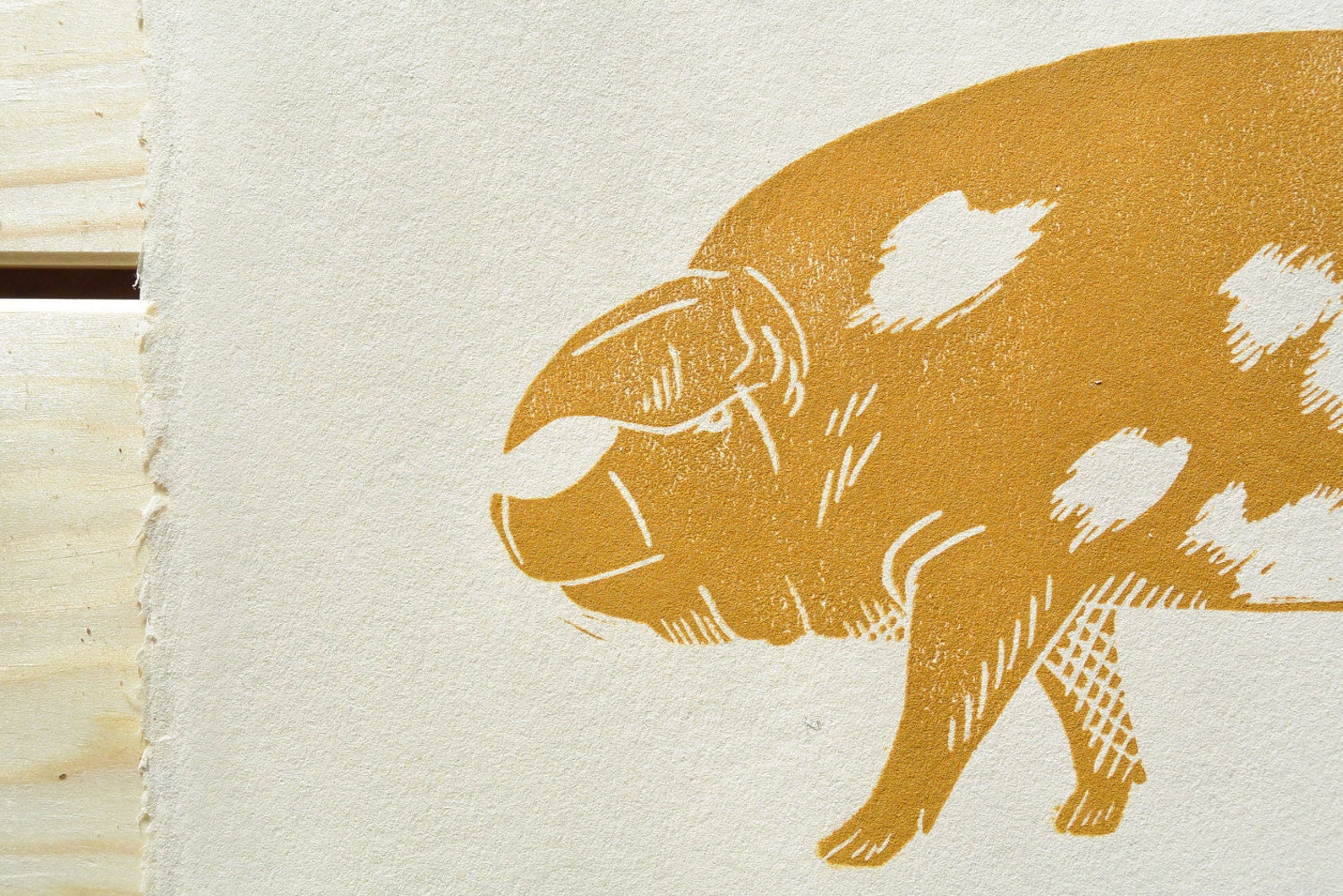 Pig Linocut Print A5 Handprinted Lino Animal Illustration Print, Pig ...