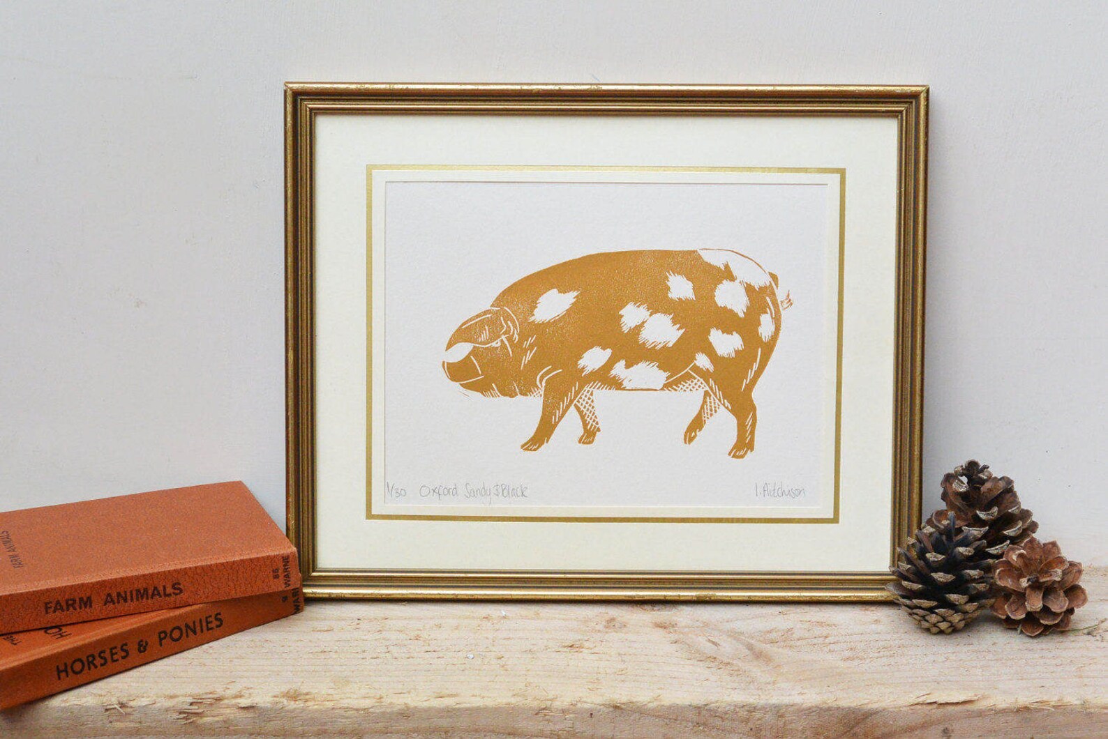 Pig Linocut Print A5 Handprinted Lino Animal Illustration Print, Pig ...