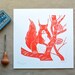 Lino Print Red Squirrel, Art Print, Handprinted Linocut Wall Decor ...