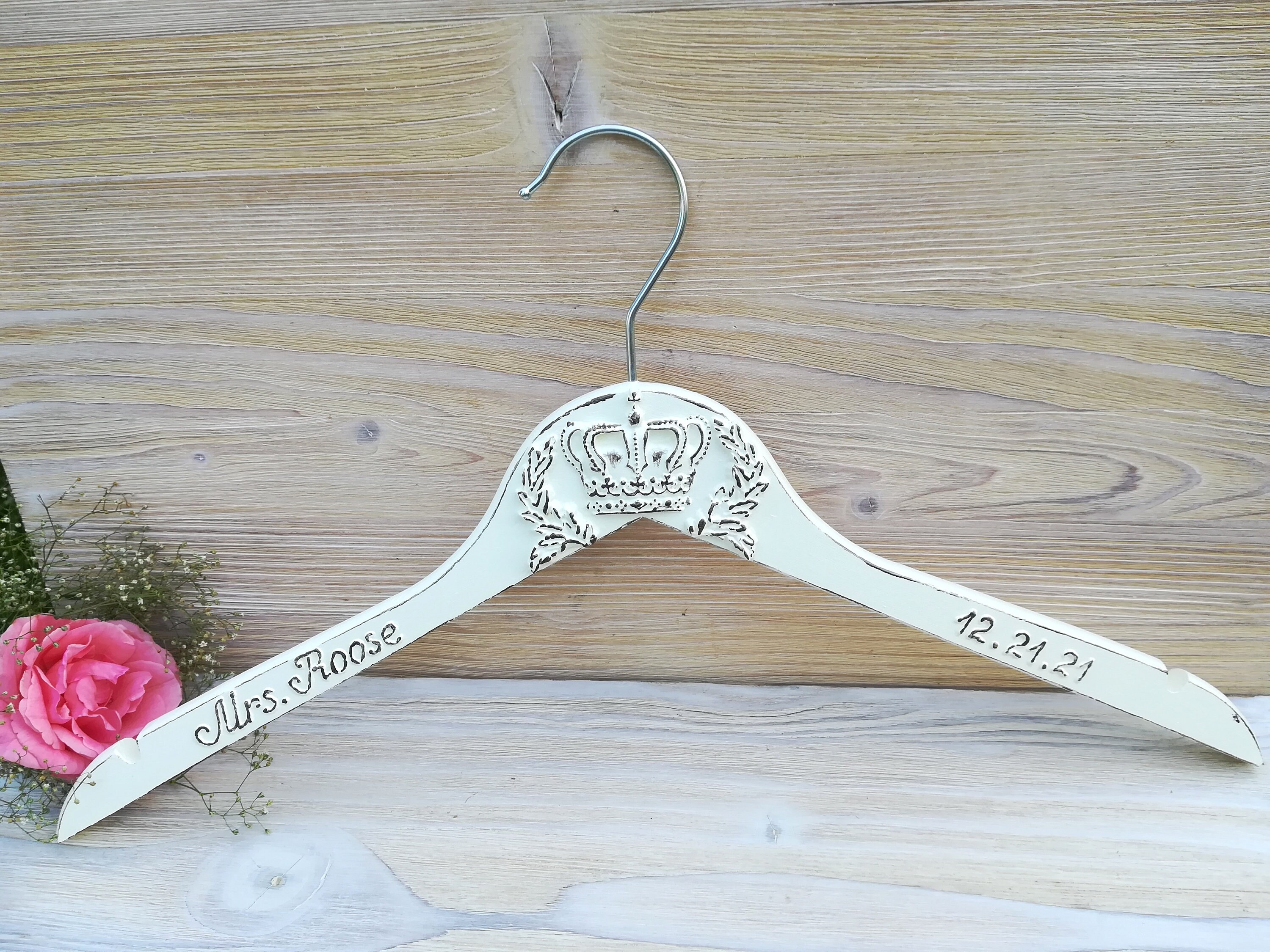 Personalized Custom Wedding Bride dress hanger with Name and | Etsy