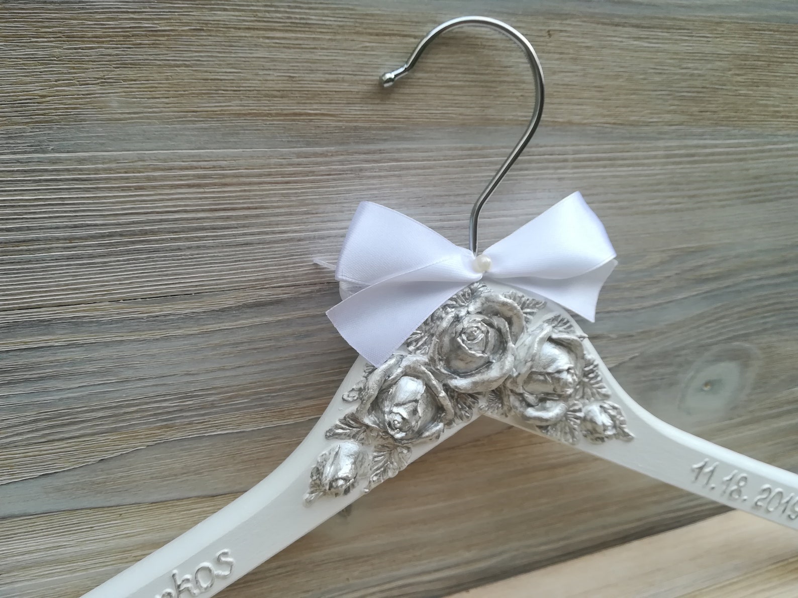 Silver Bridal Hanger Bride Personalized Hanger Silver Wedding | Etsy