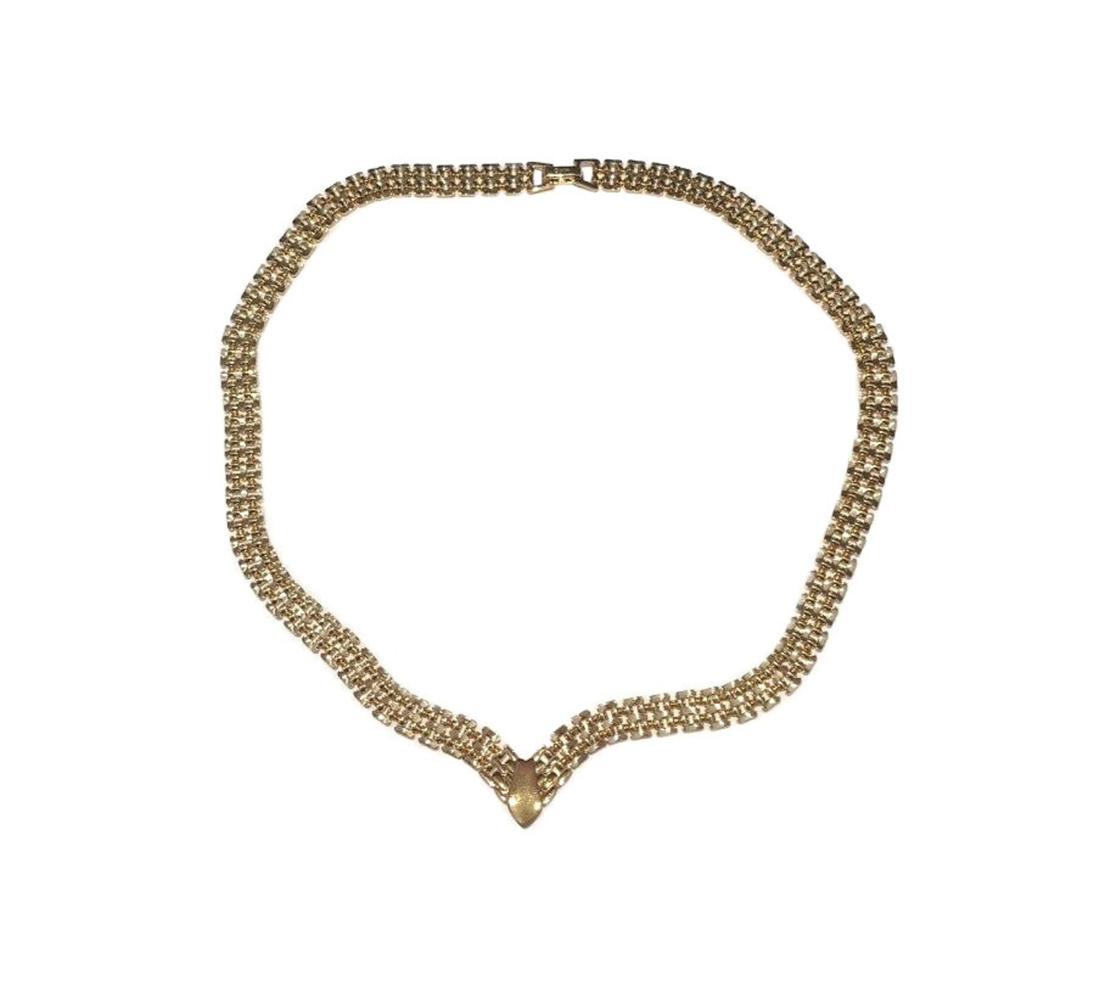 Vintage 1990's Gold Brick Design Retro Statement Chain | Etsy