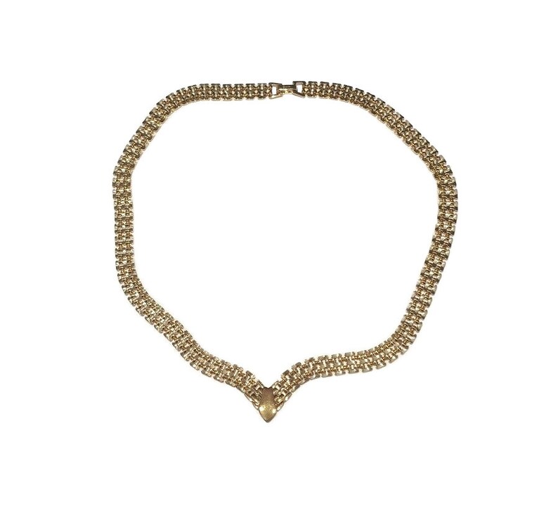 Vintage 1990's Gold Brick Design Retro Statement Chain | Etsy