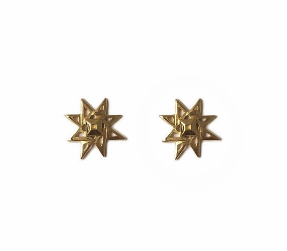 Vintage 1970's Gold Cutout Star Square Geometric Shap… - Gem