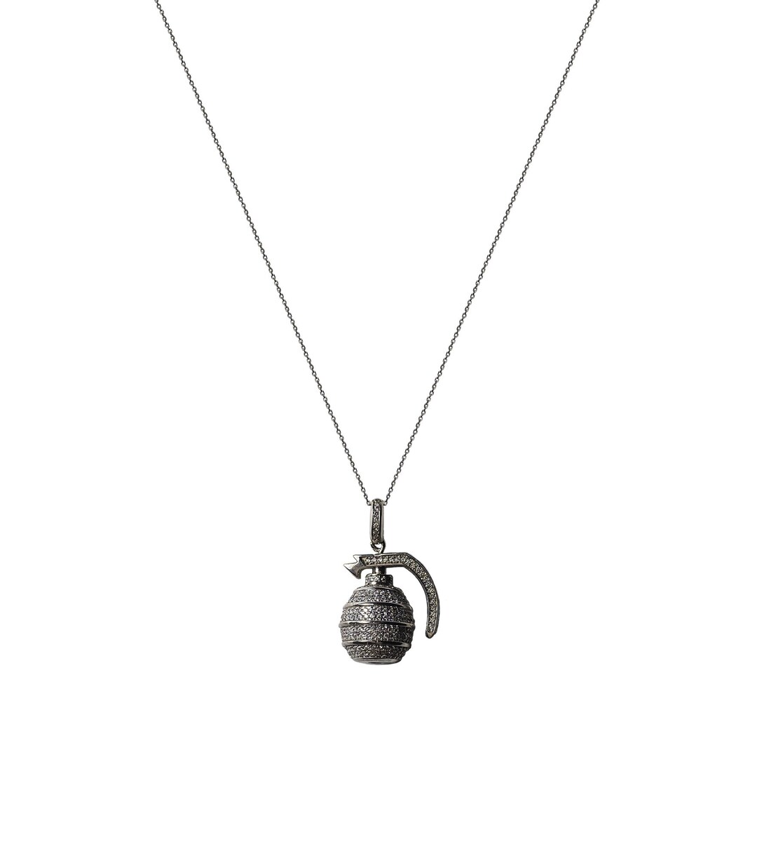 Sterling Silver Clear Crystal Encrusted Pavé Hand Grenade Bomb ...