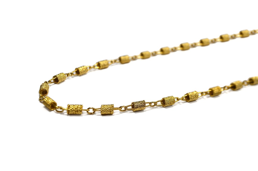 Vintage 1980's Pale Gold Plated Textured Diagonal Wrapped Link Chain ...