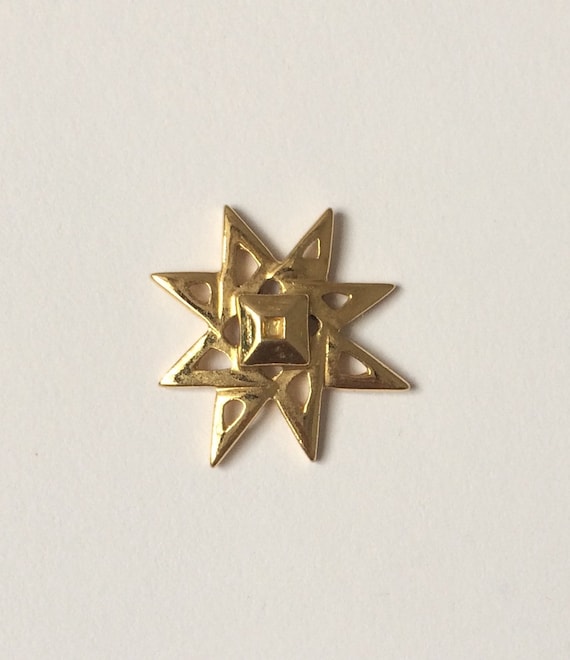 Vintage 1970's Gold Cutout Star Square Geometric Shap… - Gem