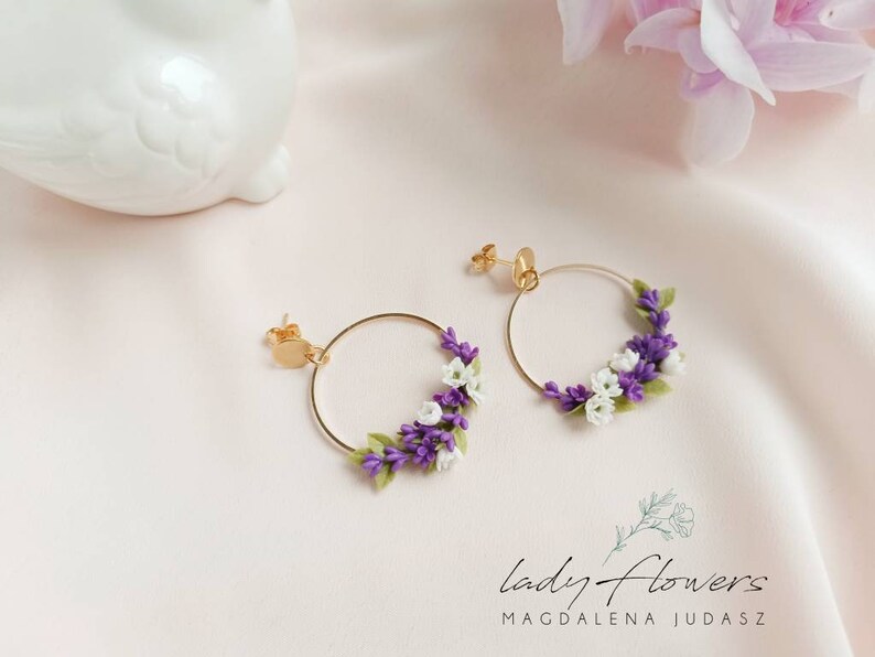 Beautiful Lavender Earrings, Floral Earrings With Lavender, Flower ...