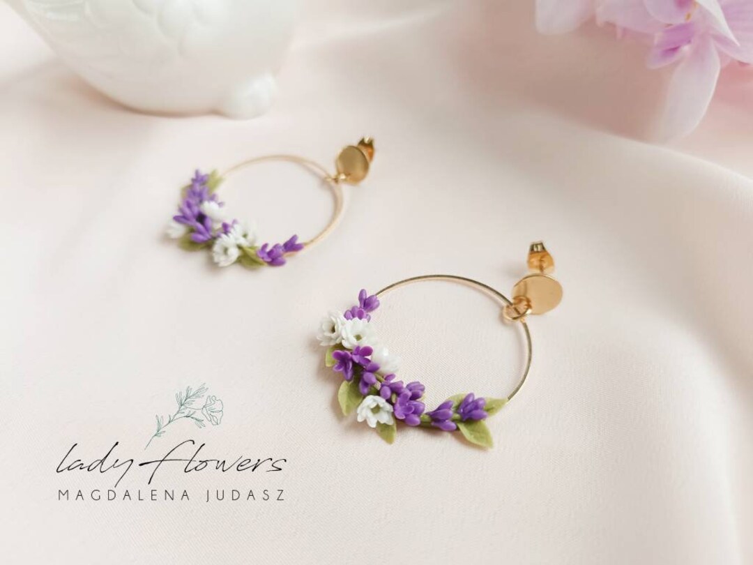 Beautiful Lavender Earrings, Floral Earrings With Lavender, Flower ...