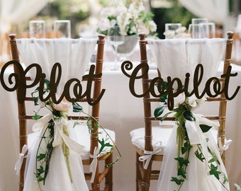 Cute pilot & Co-pilot Wedding Chair Signs Set of - Etsy
