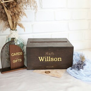 Wedding Card Box With Gold Lettering Wedding Drop Box Card Holder for ...