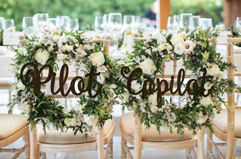 Pilot & Copilot Chair Sign Chair Wedding Chair Sign Wooden Chair Sign ...