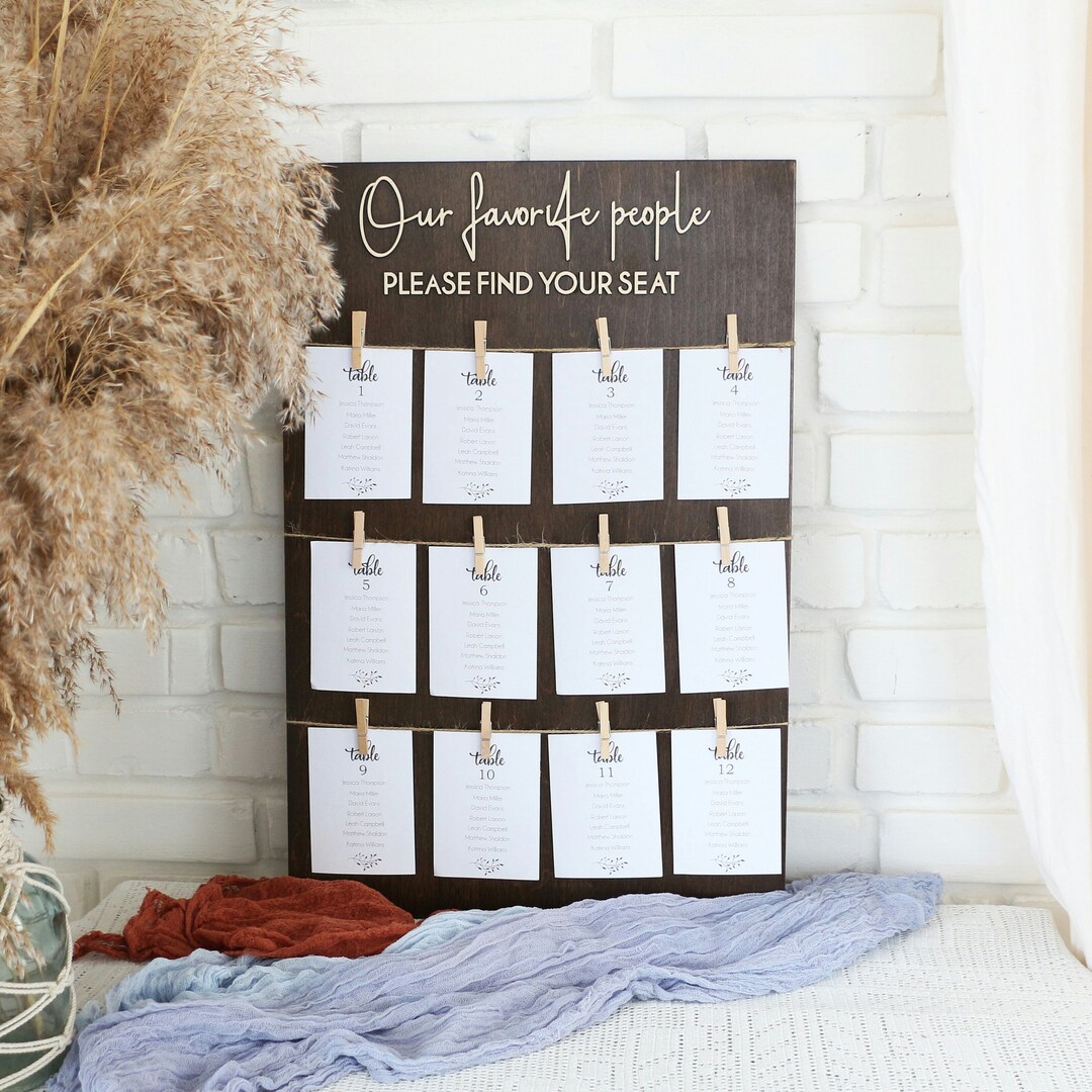 3D Wedding Seating Chart Table Assignment Sign Wooden Seating Chart ...