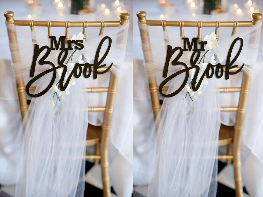 Custom Mr & Mrs Chair Sign Wedding Chair Sign Wedding Decoration Wooden ...