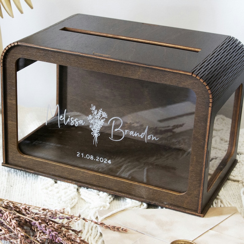 Wedding Acrylic Card Box Wood Card Box Money Box Card Box With Slot ...