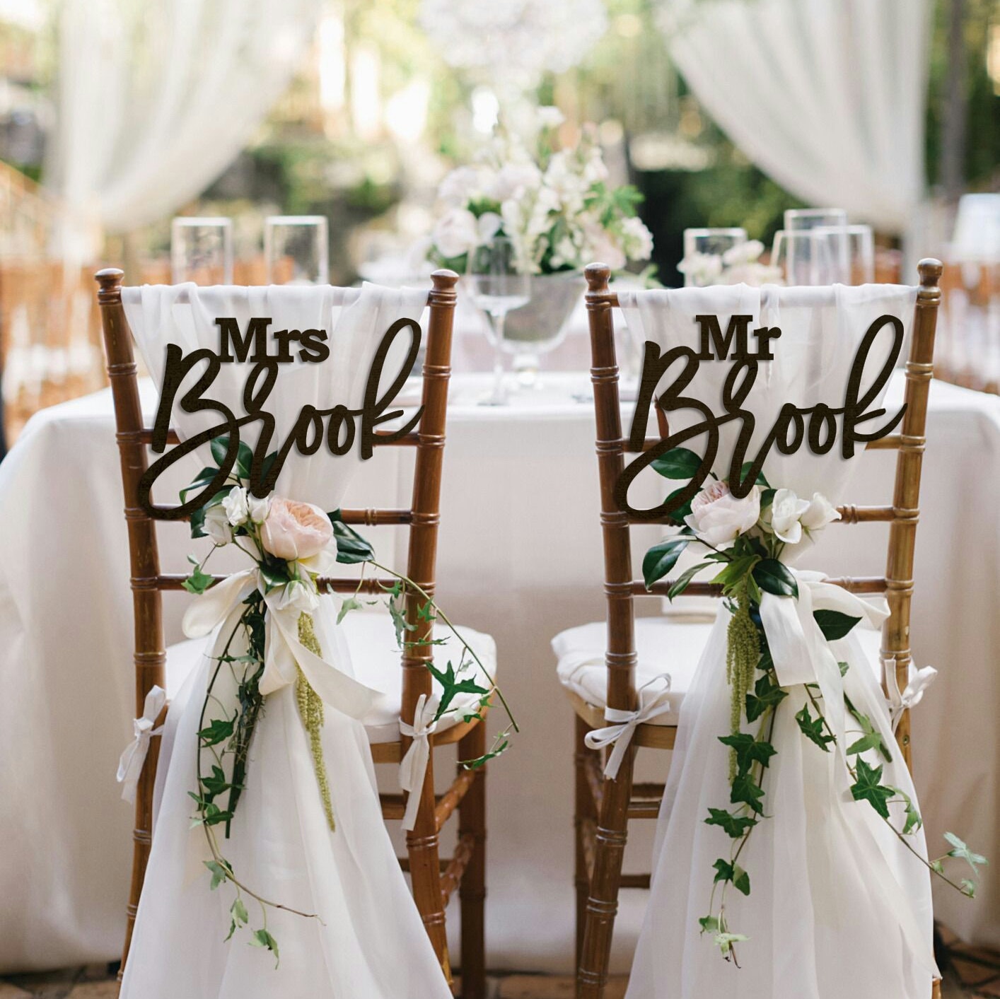 Custom Mr & Mrs Chair Sign Wedding Chair Sign Wedding Decoration Wooden ...