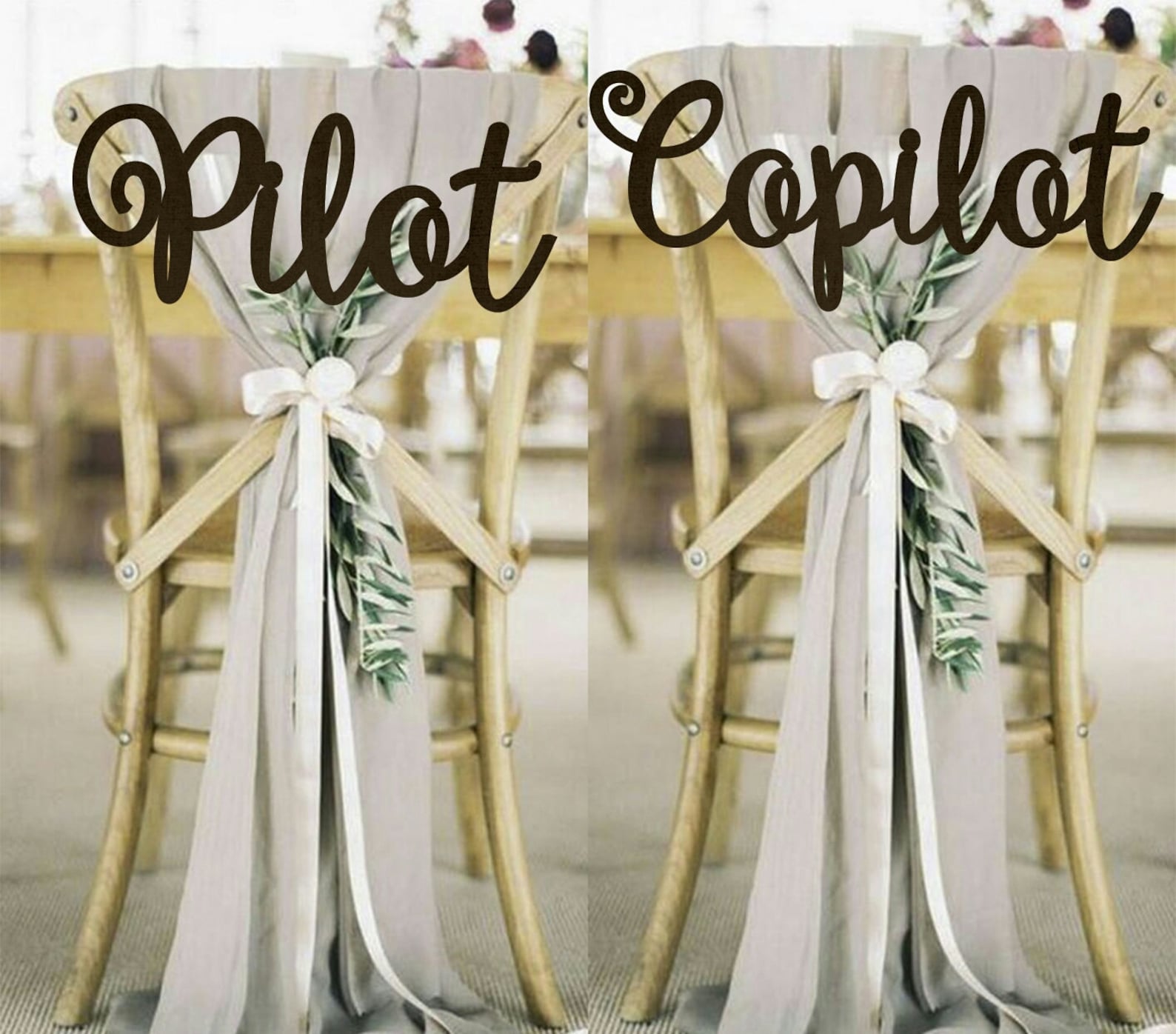 Pilot & Copilot Chair Sign Chair Wedding Chair Sign Wooden Chair Sign ...