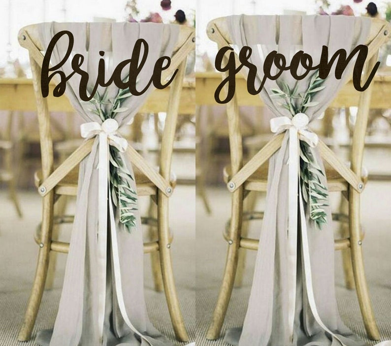 Wedding Chair Sign Bride and Groom Backs Signs Decor Wooden - Etsy