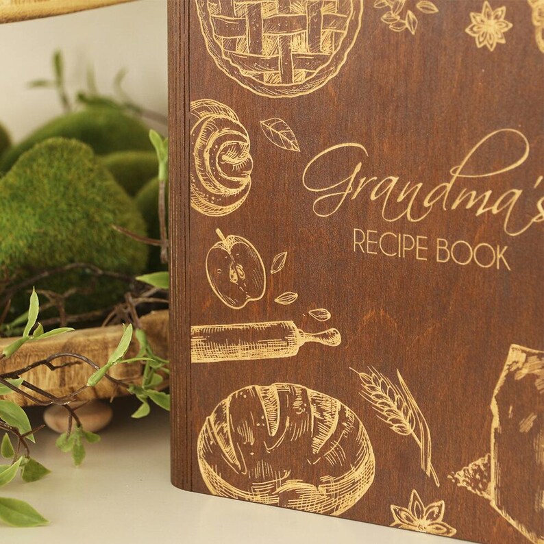 Unique Recipe Journal Wood Recipe Book Christmas Gift for Mom Blank ...