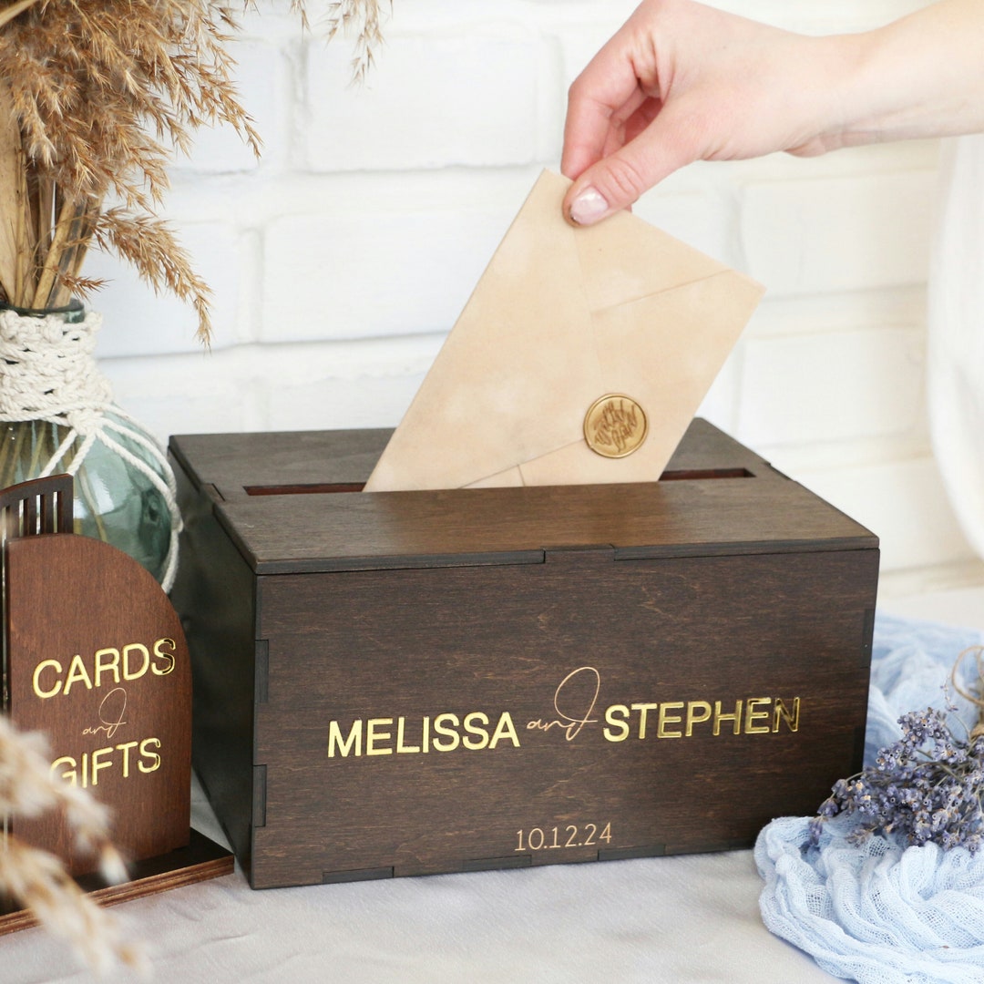 Wedding Card Box With Gold Lettering Wedding Drop Box Card Holder for ...
