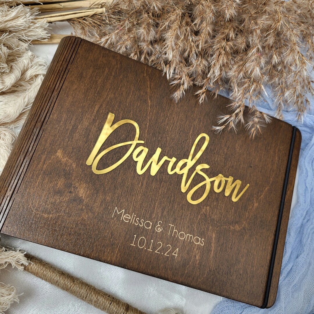 Personalized Wedding Guest Book Wedding Album Boho Guest Book Wooden ...
