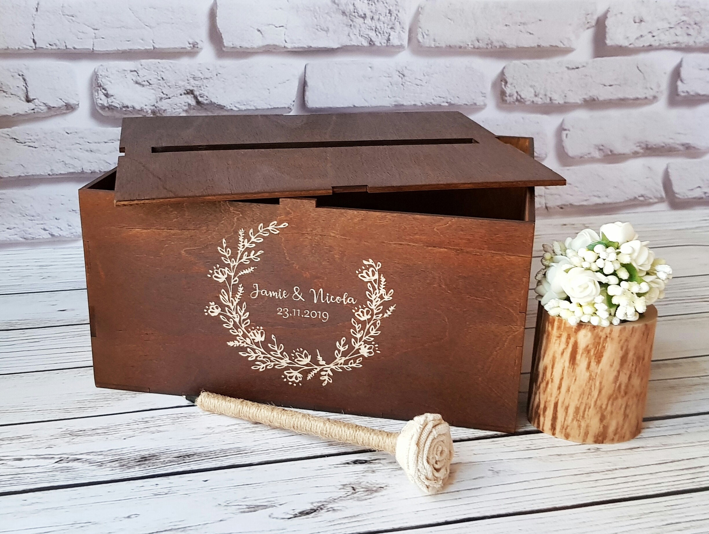 Wedding Card Box With Slot Wooden Card Box For Wedding Post | Etsy