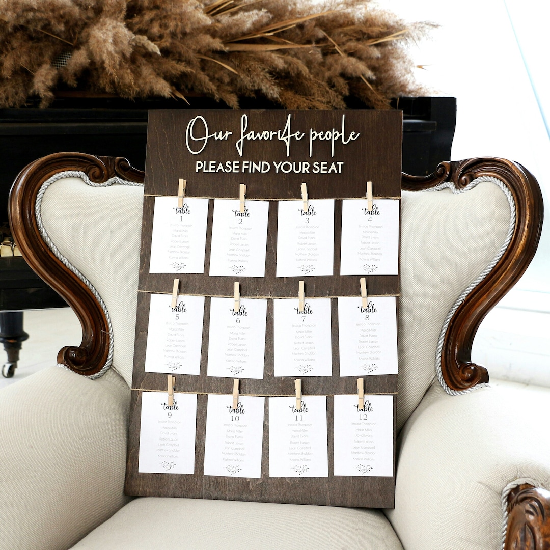 3D Wedding Seating Chart Table Assignment Sign Wooden Seating Chart ...