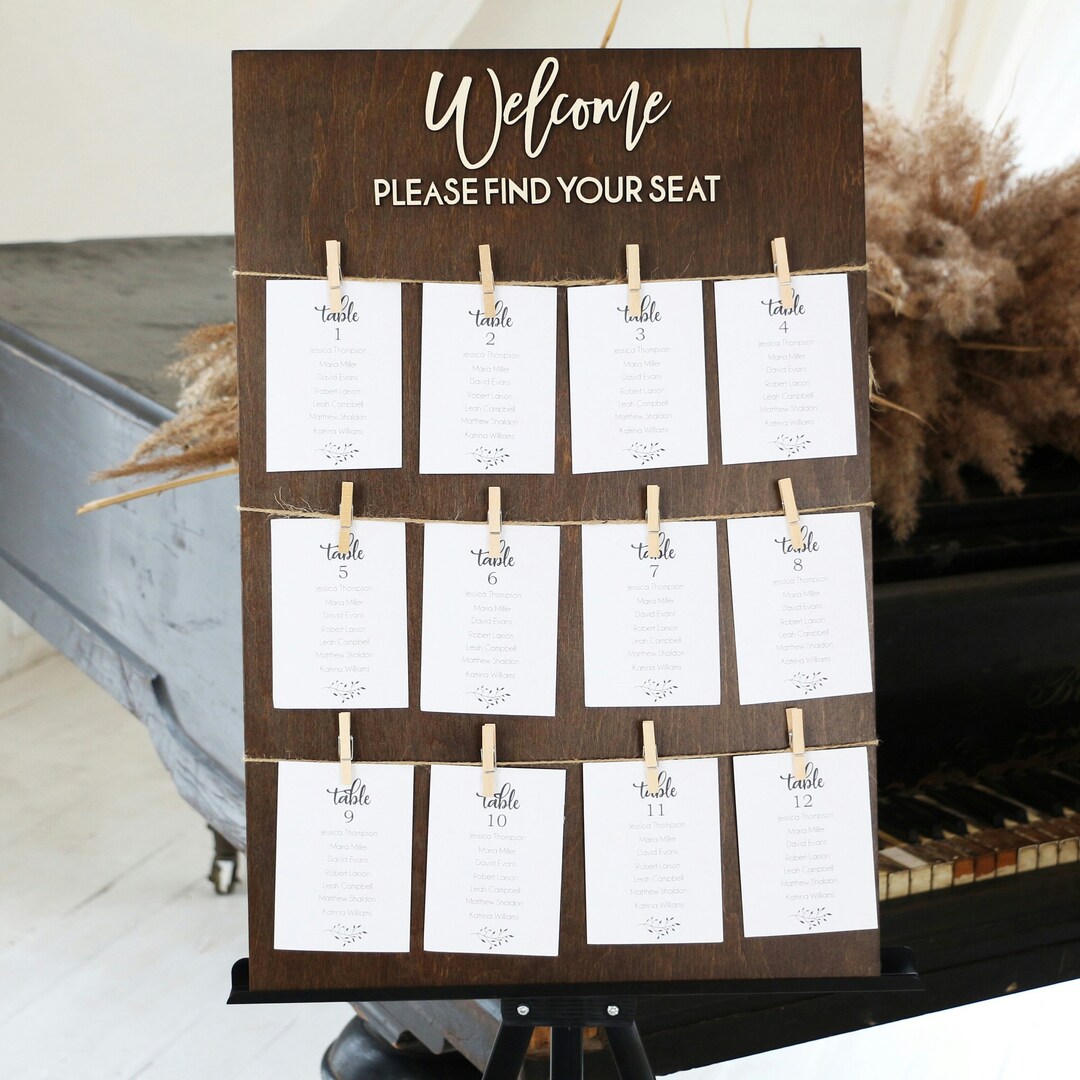 Wooden Welcome Sign 3D Wedding Seating Chart Table Assignment Sign ...