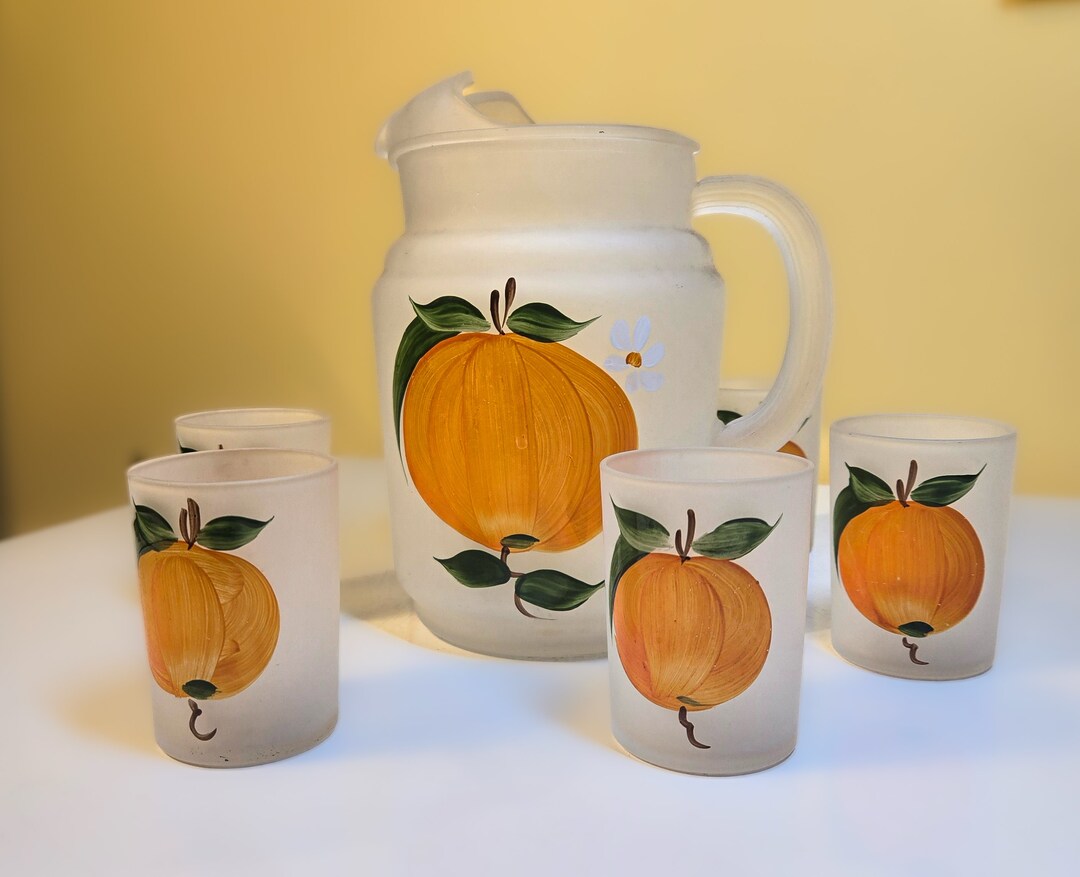 Orange You Glad? - Vintage 50s 60s Orange Pitcher Set Pitcher 6 Glasses ...