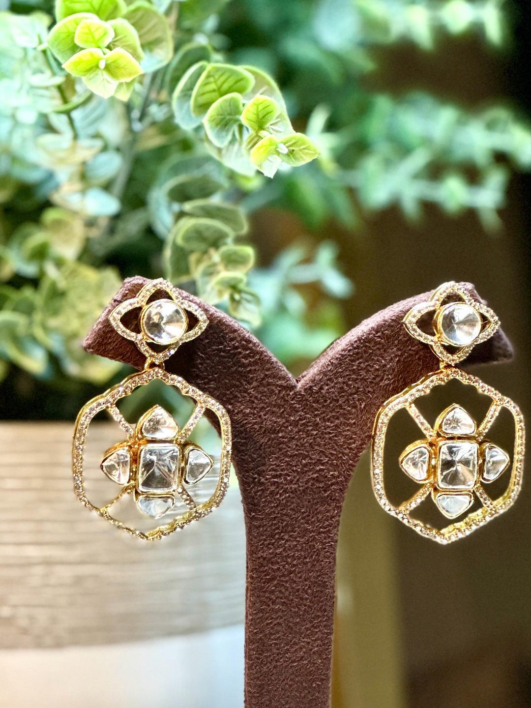 Bollywood Indian Designer Monzonite Medium Length Statement Earrings ...
