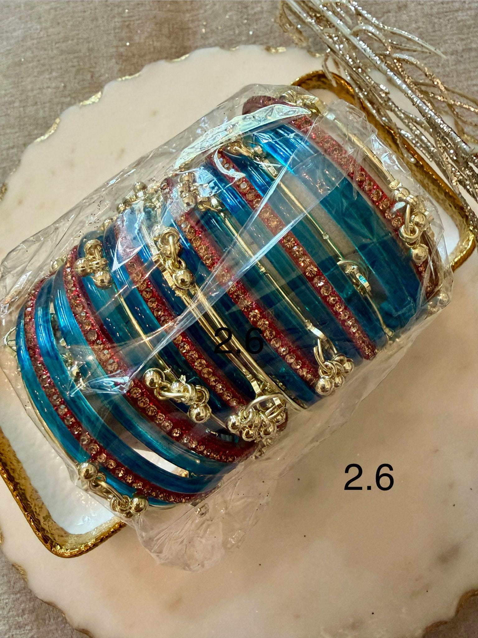 Royal Blue Bridal Bangle Set Gold Tone Crystal Chura Stack Indian ...