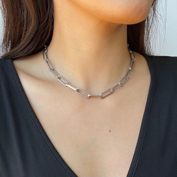 Silver Paper Clip Choker - Etsy