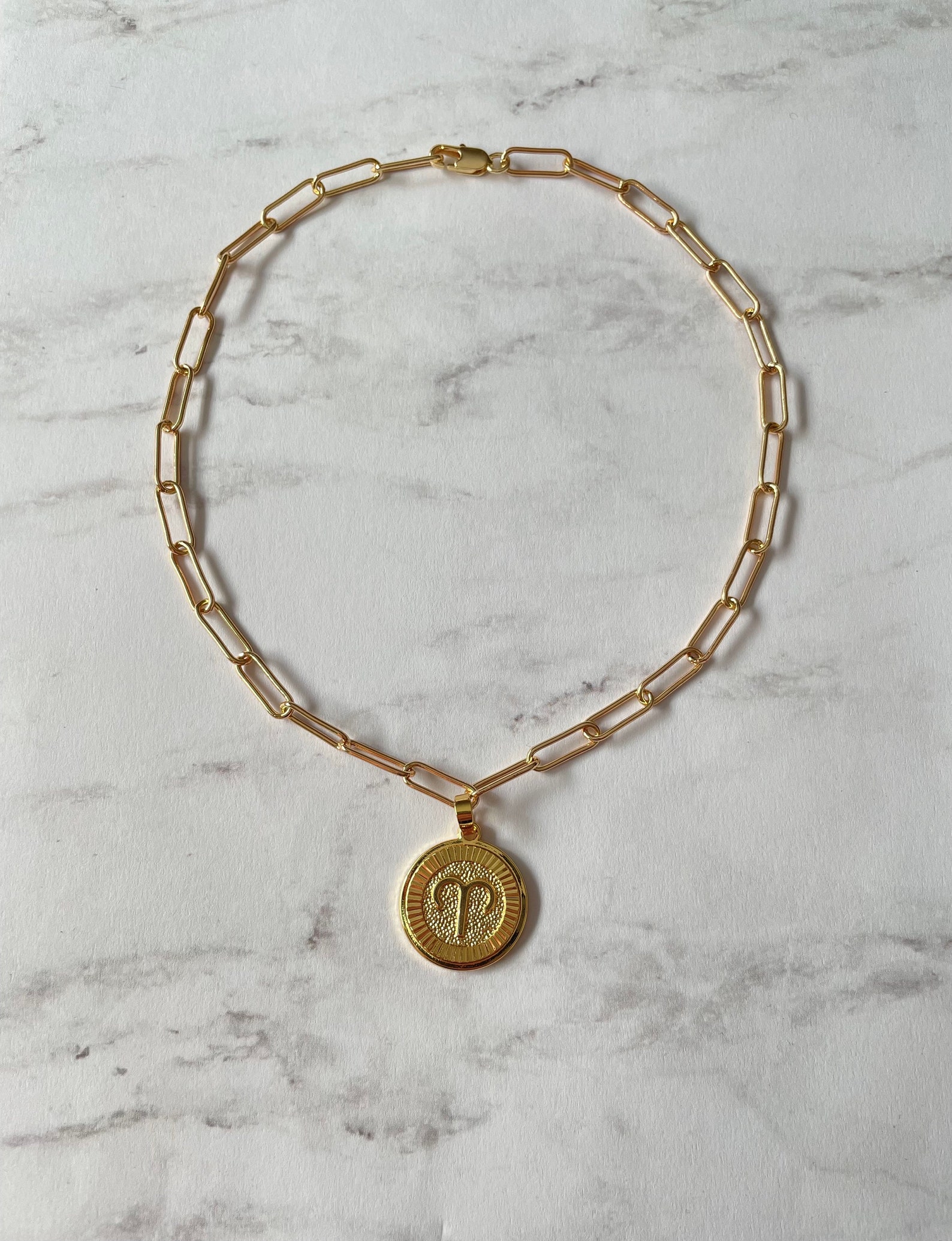 Gold Zodiac Choker/ 18K Gold Plated/ Round Zodiac Pendants/ | Etsy