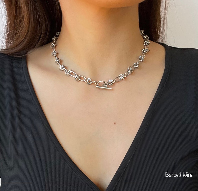 Silver Toggle Closure Necklaces / Stainless Steel Chains /silver ...