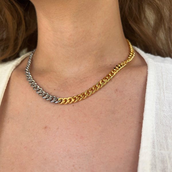 Mixed Metal Necklace - Etsy