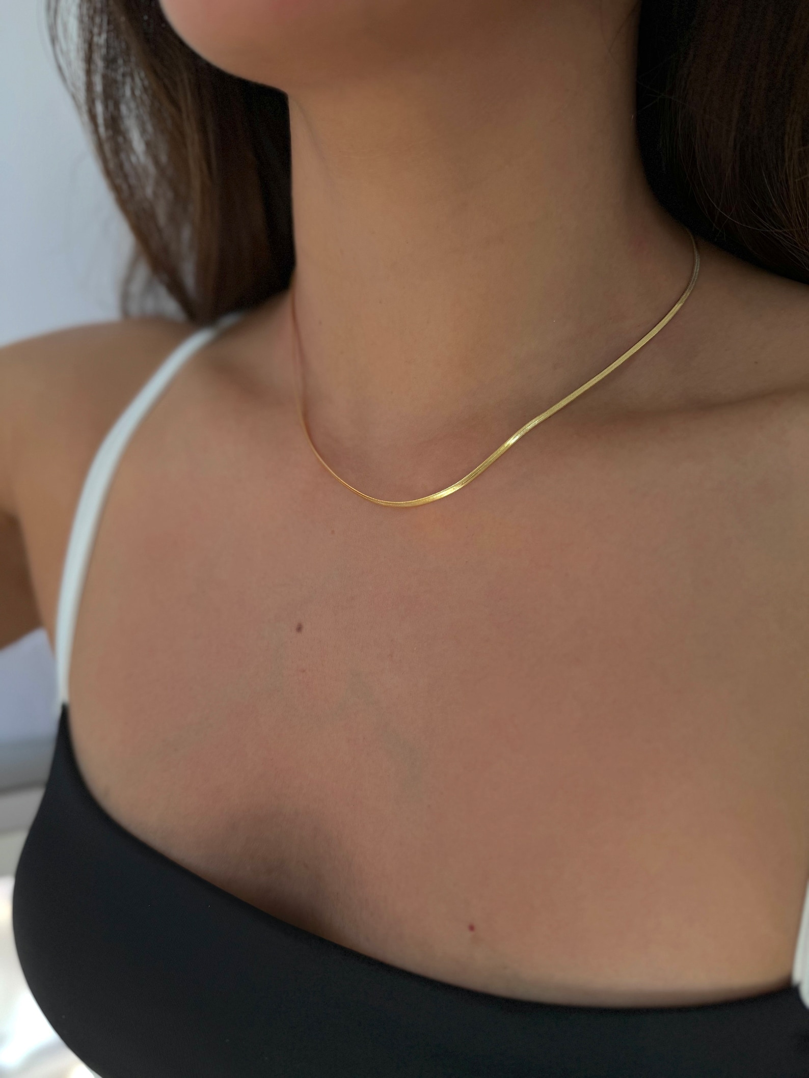 Gold Dainty Snake Chain Herringbone Necklace Layering Necklace Dainty ...