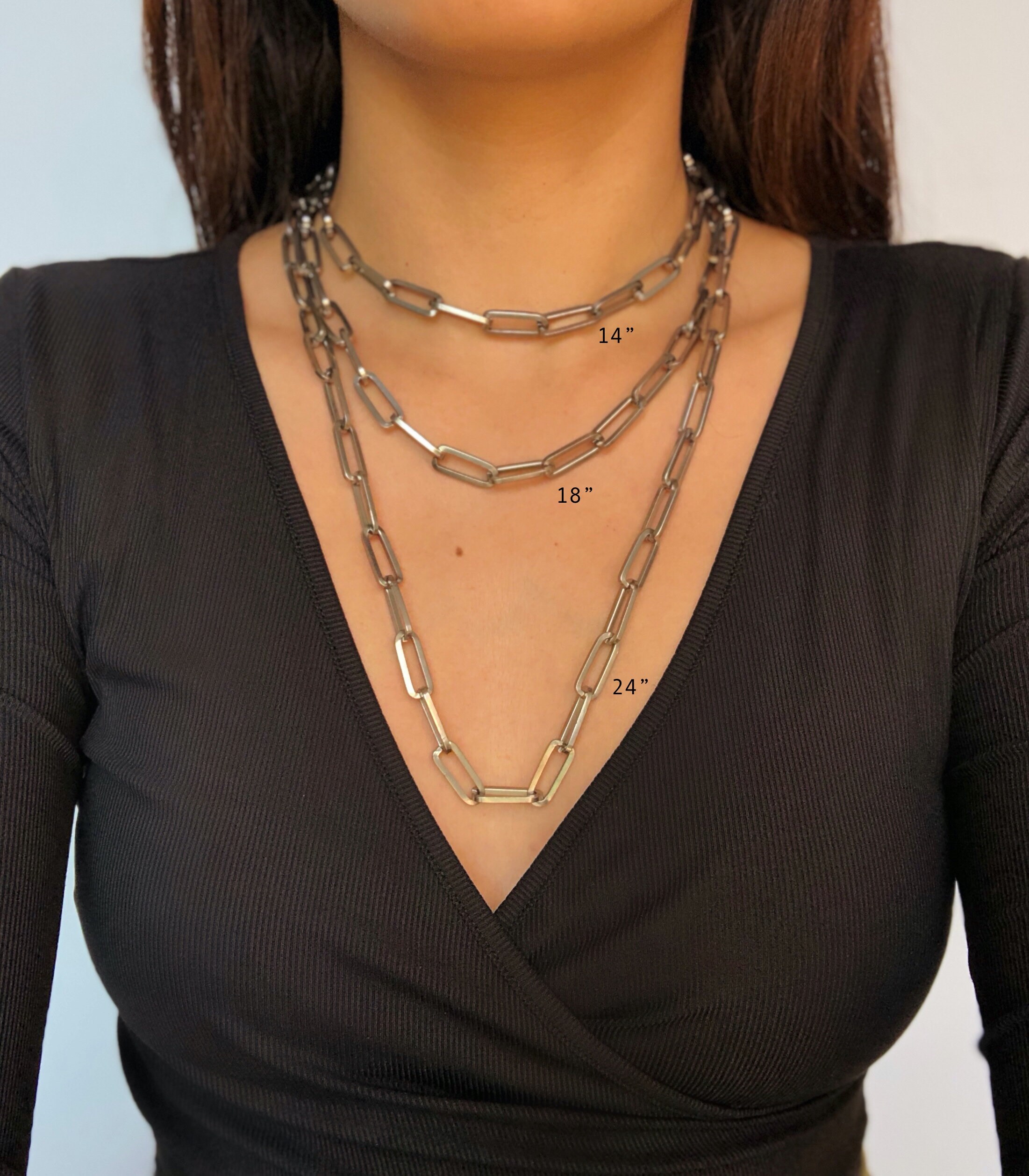 Chunky Silver Link Choker Necklace & Matching Bracelet/ Stainless Steel ...