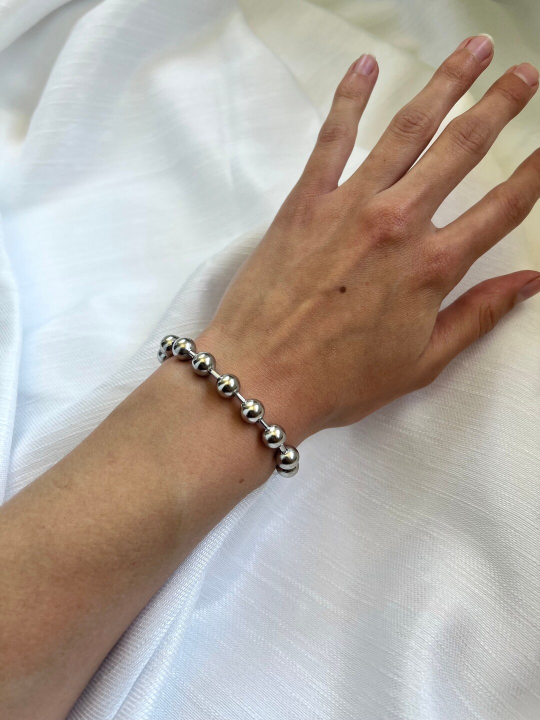 10mm Ball Chain Bracelet / Stainless Steel/ Beaded Chain/ 5mm/ 10mm ...