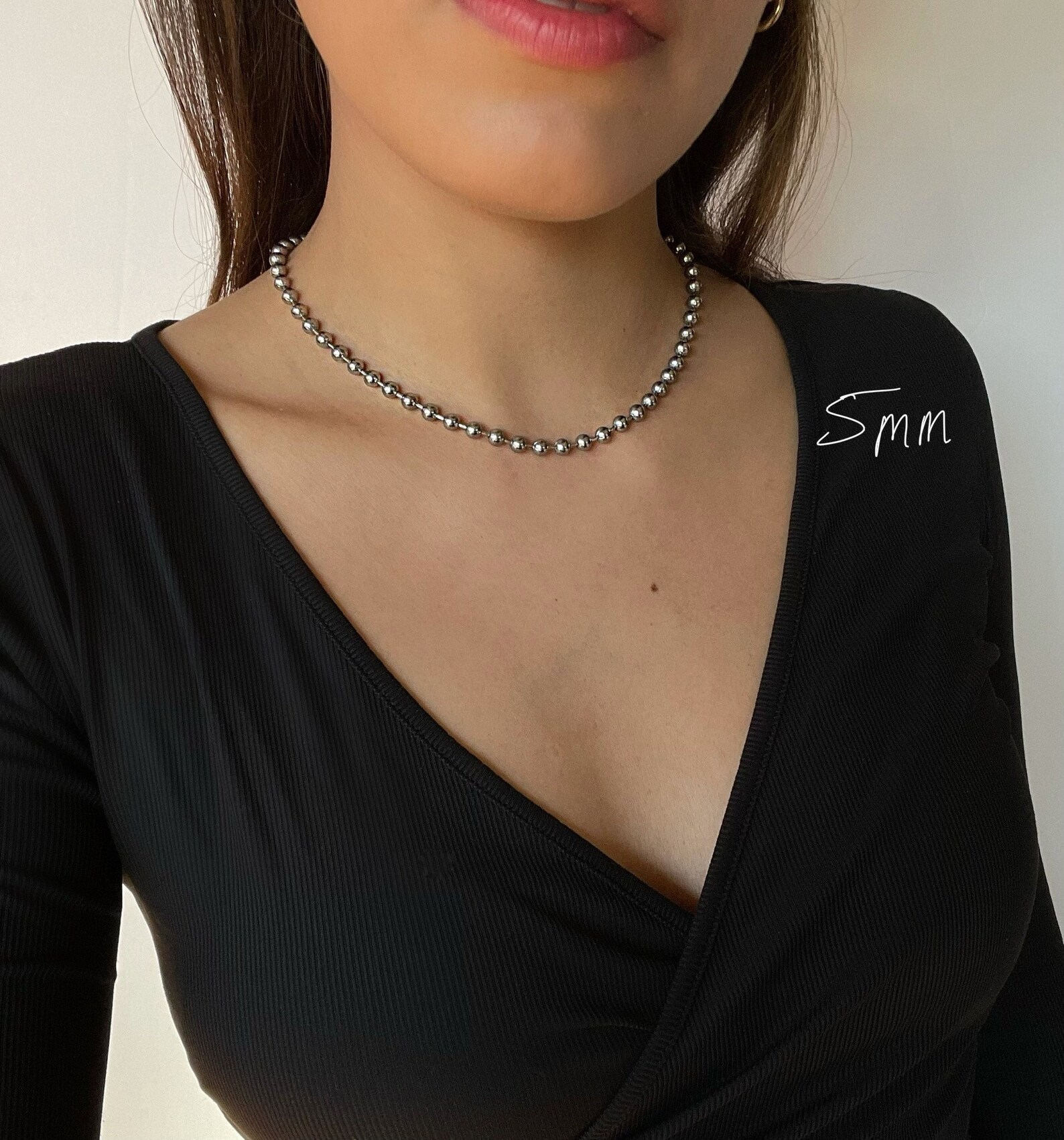 Oversized Ball Chain Necklace / Stainless Steel/ Beaded Chain/ - Etsy