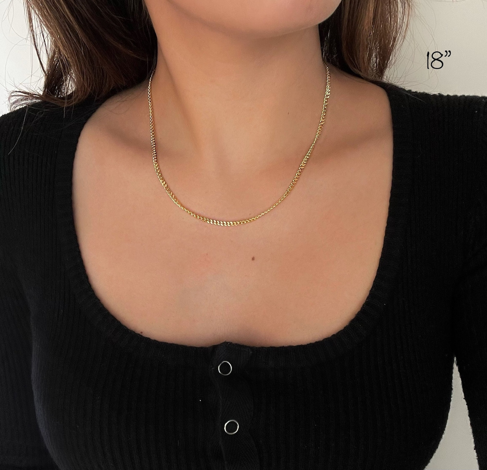 3mm Thin Gold Chain /18k Gold Plated / Curb Chain / Gold - Etsy