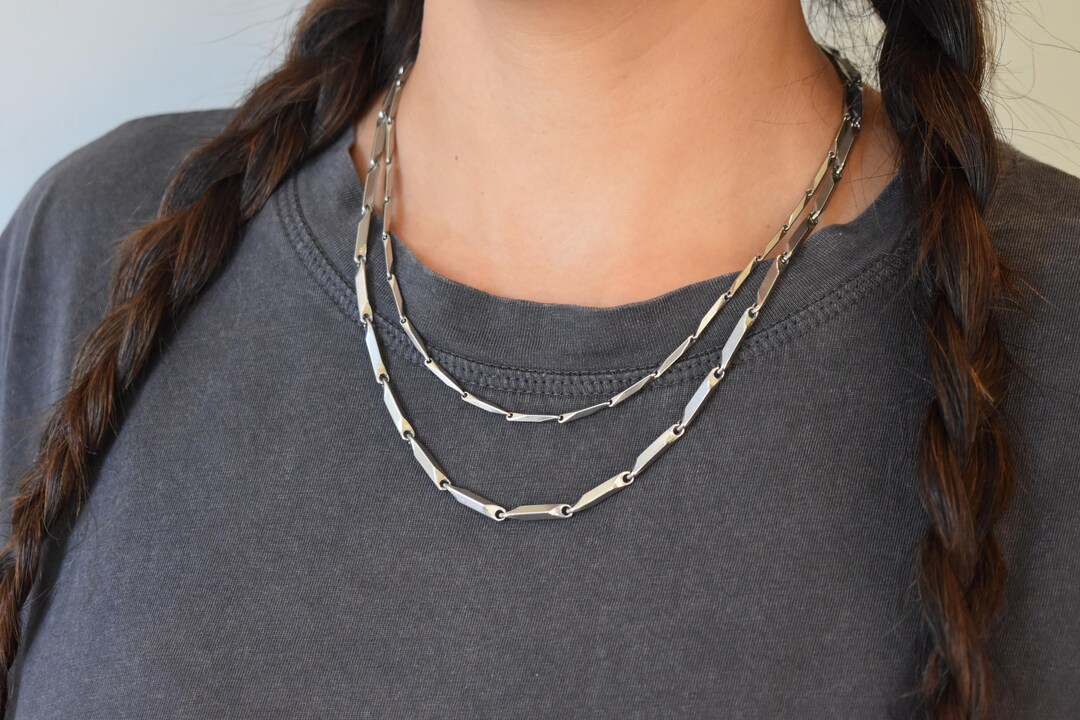 Decorative Bar Chain Necklace, Twisted Bar Chain, Vintage Antique ...