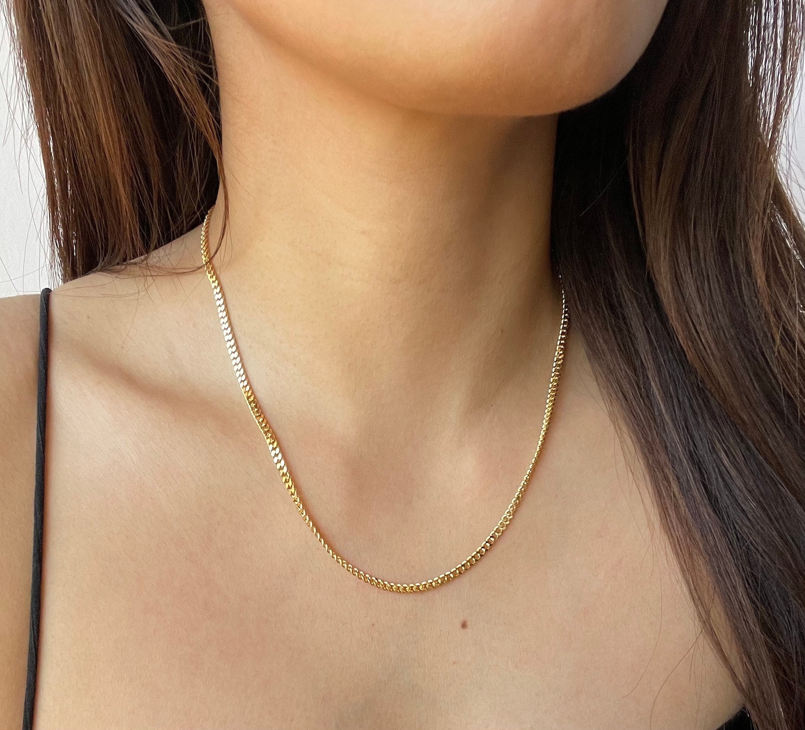 3mm Thin Gold Chain /18k Gold Plated / Curb Chain / Gold - Etsy