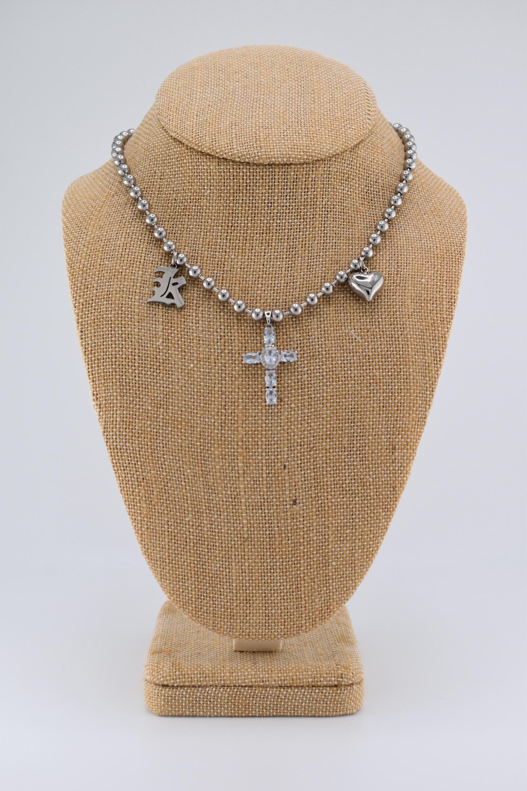 Bestie Ball Chain, 5mm, Stainless Steel, Personalized Letter Charm ...