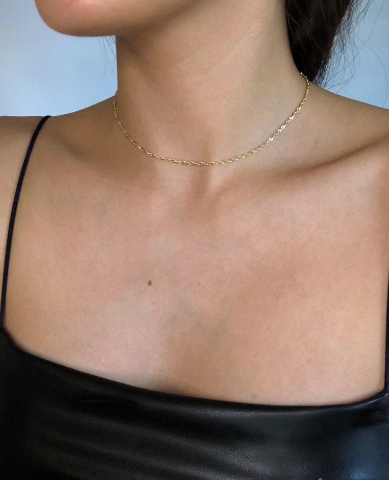 Dainty Gold Choker 18K Gold Plated Jewelry Thin Simple Gold - Etsy