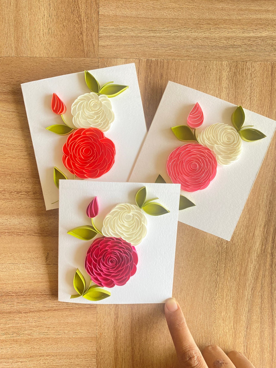 Set of 3 Quilling Valentines Note Cards With Boxed Envelopes, Valentine ...