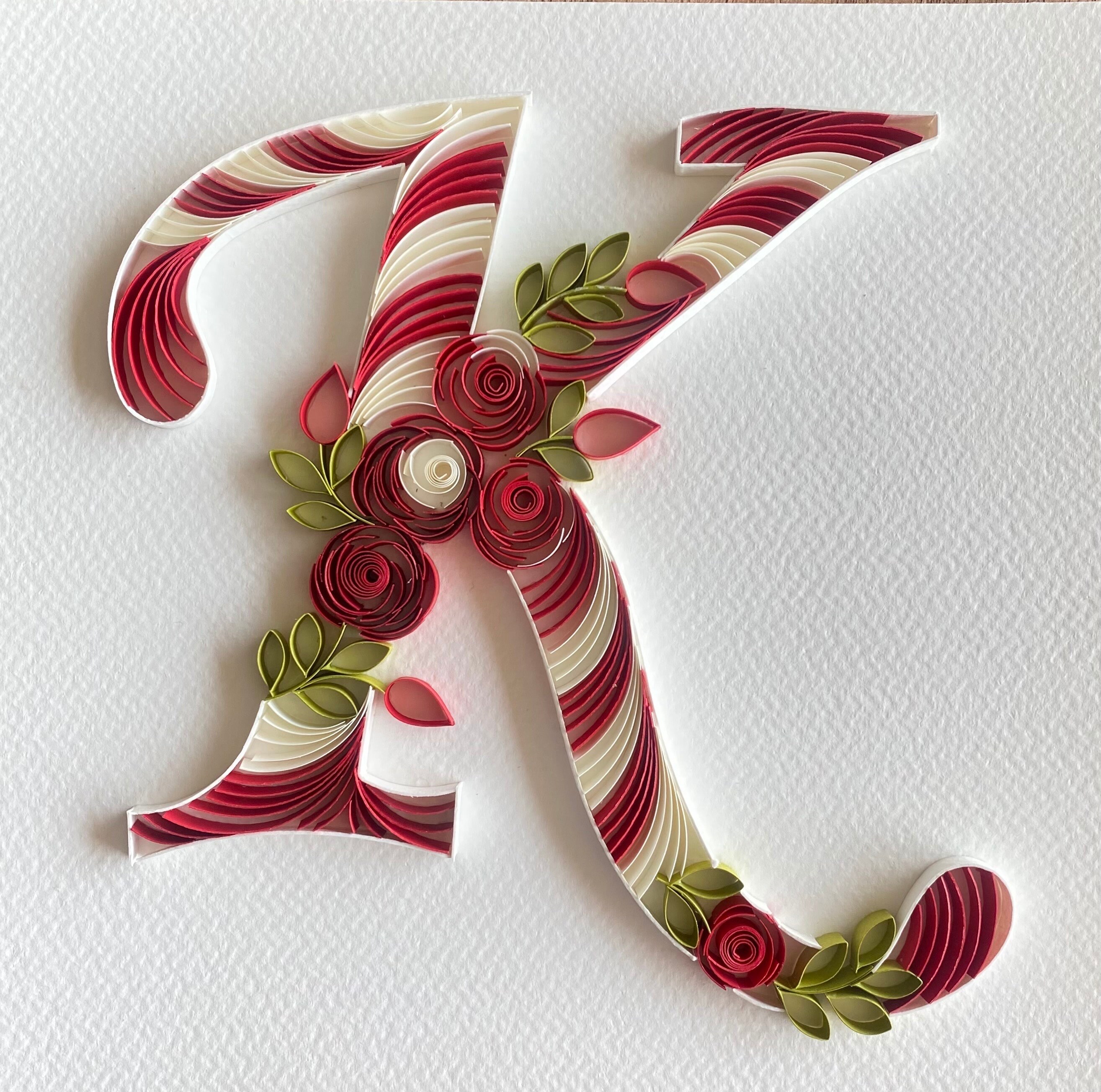 Personalized Quilling Initial Card: Rose Flower Monogram - Etsy